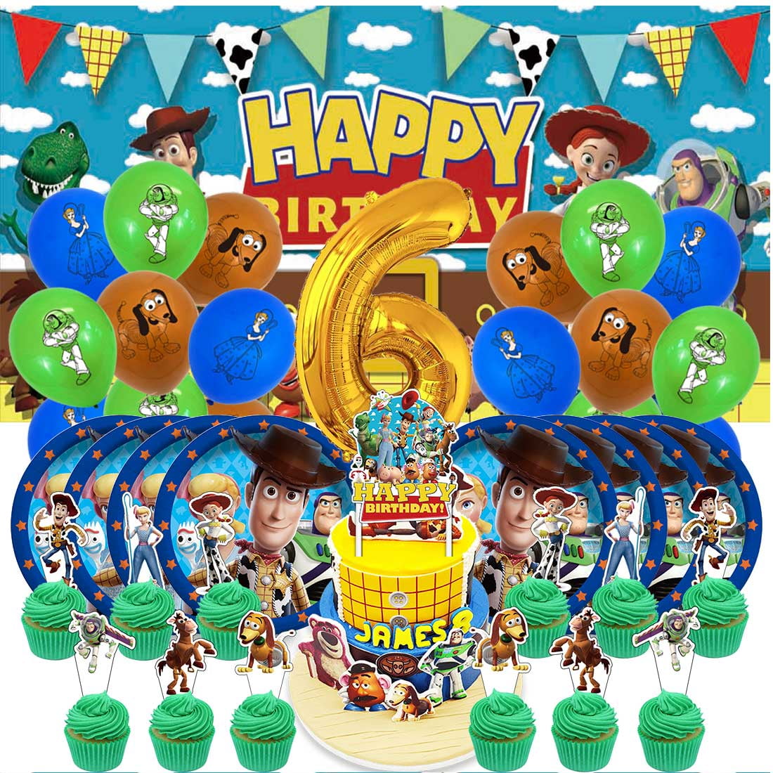 Toy Story Balloons Party Supplies 6th Decor Tableware Birthday Cake ...