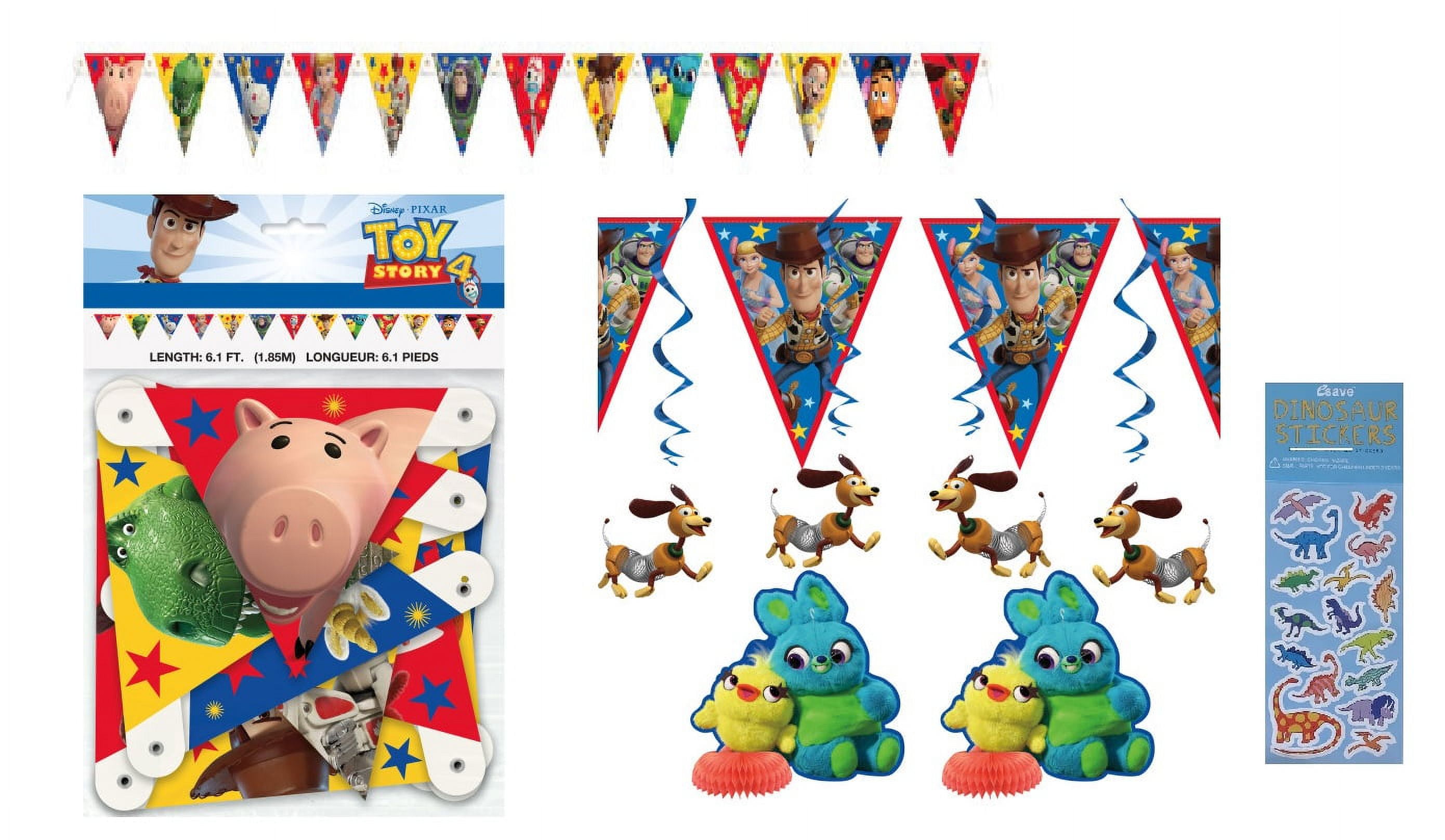 Toy Story Birthday Party Supplies Bundle with Banner Centerpieces Swirl Cutouts and Stickers ...
