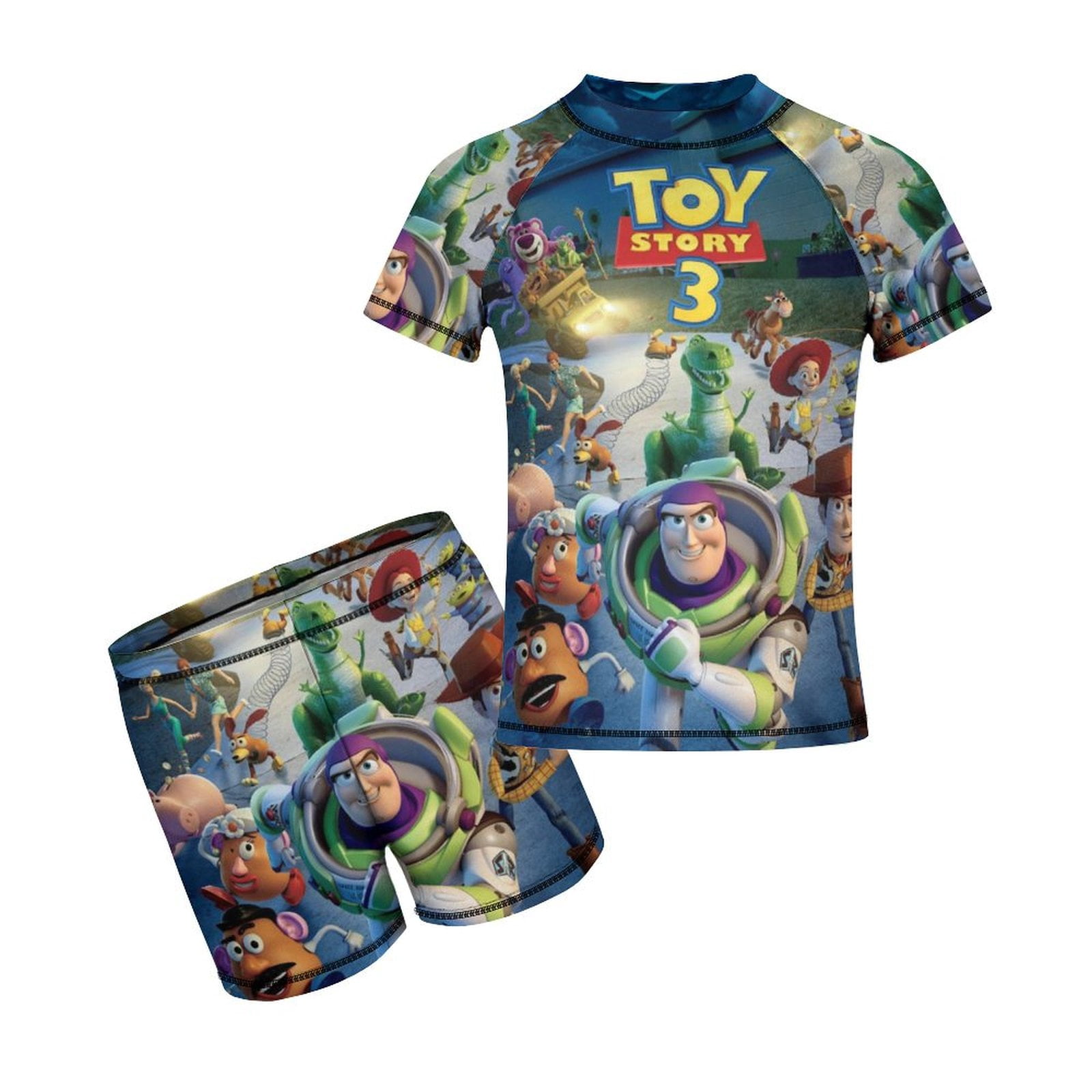 Toy Story Boys 2-Piece Swimsuit Set, Short Sleeve Rash Guard & Swim ...