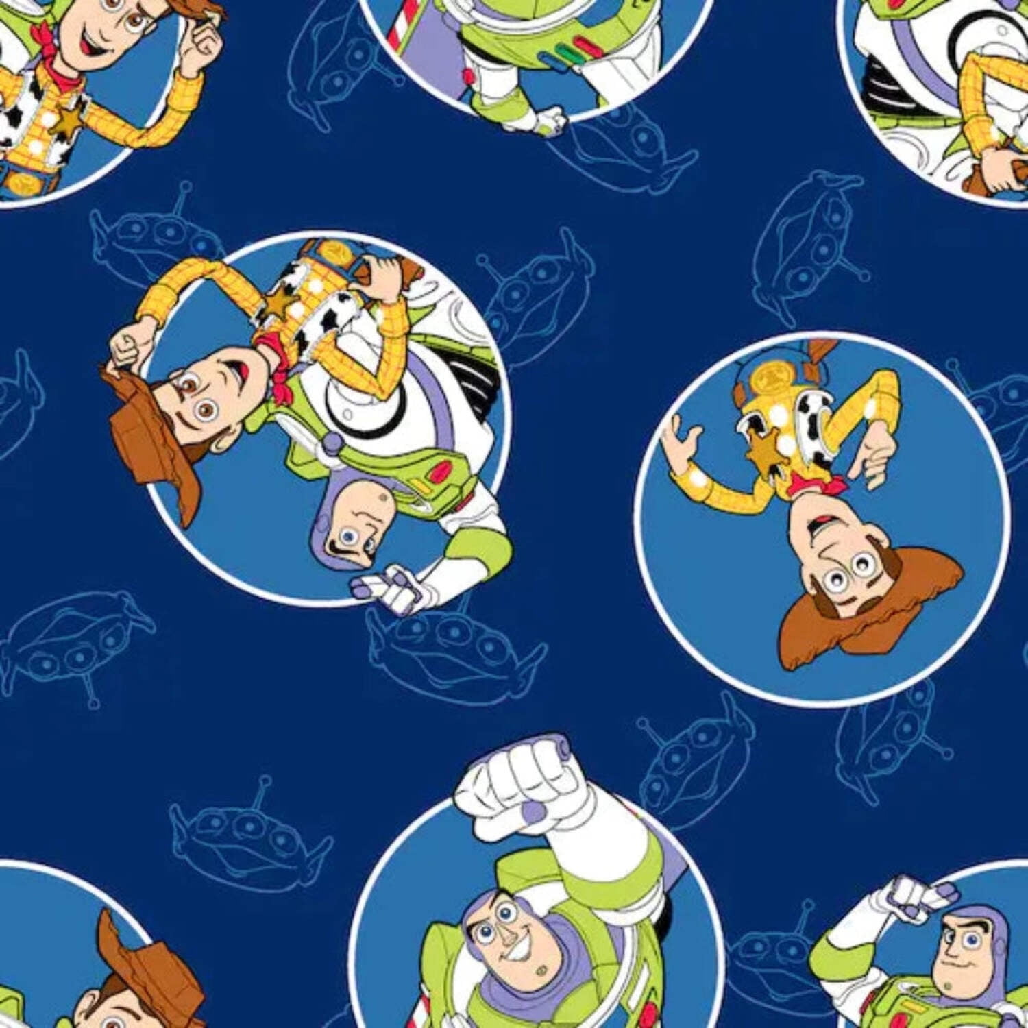Disney Pixar Toy Story Buzz and Woody Badges Cotton Fabric for Sewing ...