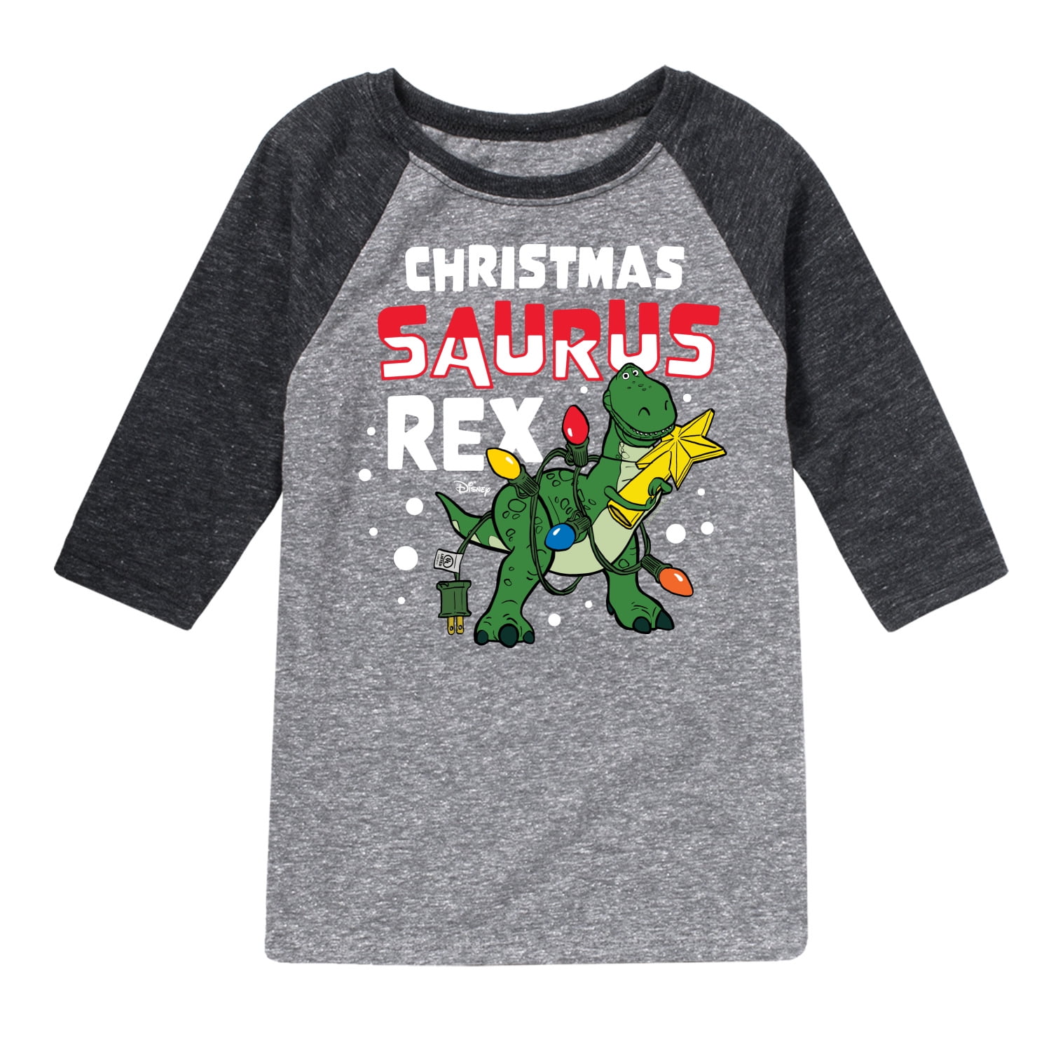 Toy Story - Christmas Saurus Rex - Toddler And Youth Raglan Graphic T ...