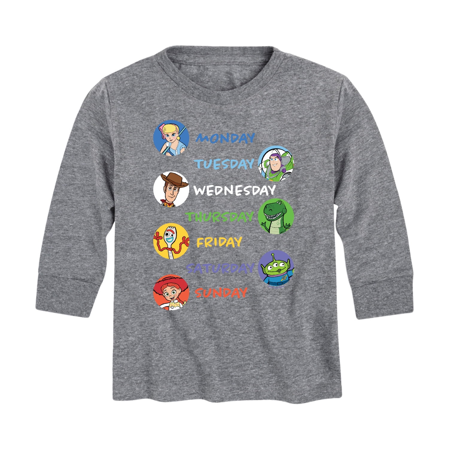 Toy Story - Days Of The Week - Toddler And Youth Long Sleeve Graphic T ...