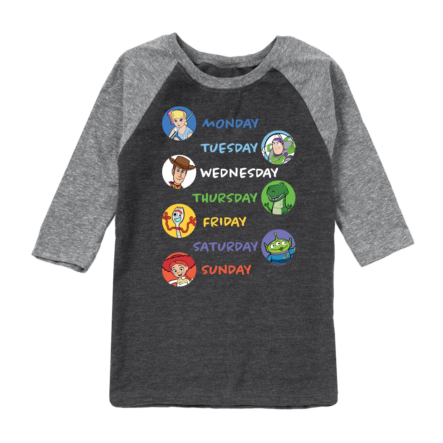 Toy Story - Days of the Week - Toddler And Youth Raglan Graphic T-Shirt ...