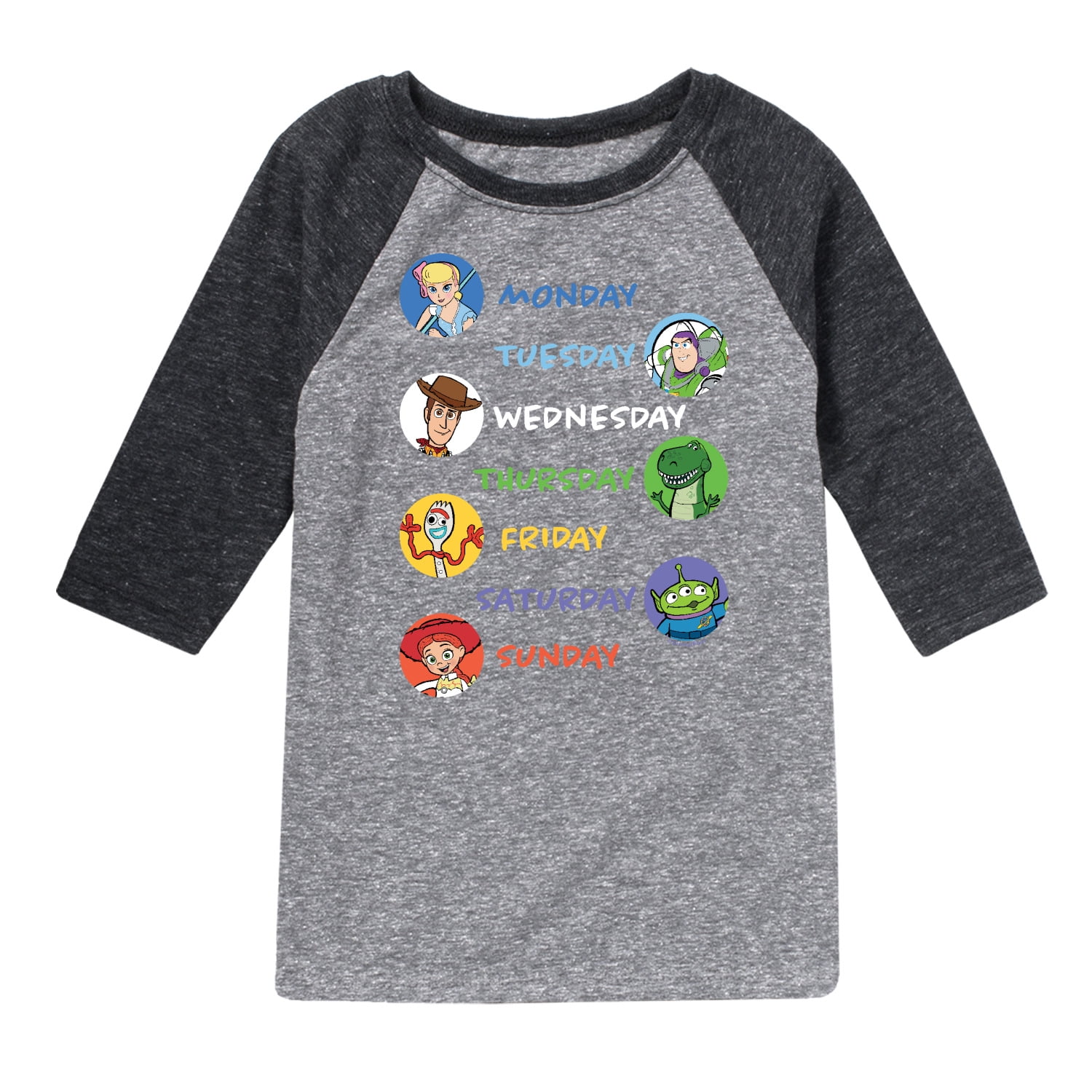 Toy Story - Days of the Week - Toddler And Youth Raglan Graphic T-Shirt ...