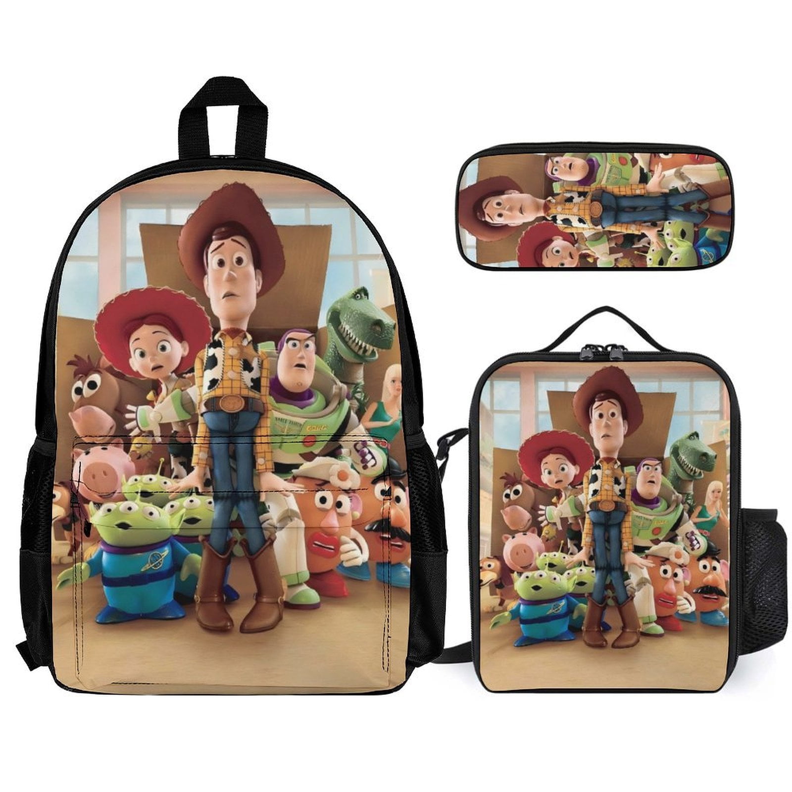 Toy Story Fun cartoon three-piece backpack set: includes backpack lunch ...