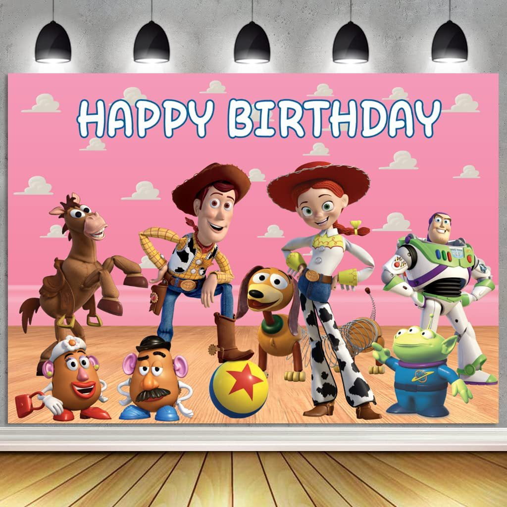 Toy Story Happy Birthday Anime Cartoon Theme Backdrops Banner Birthday ...