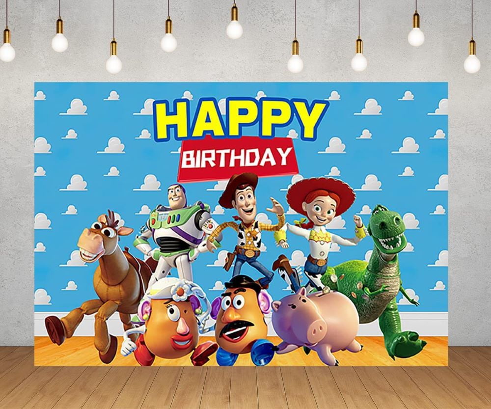 Toy Story Happy Birthday Anime Cartoon Theme Backdrops Banner Birthday ...