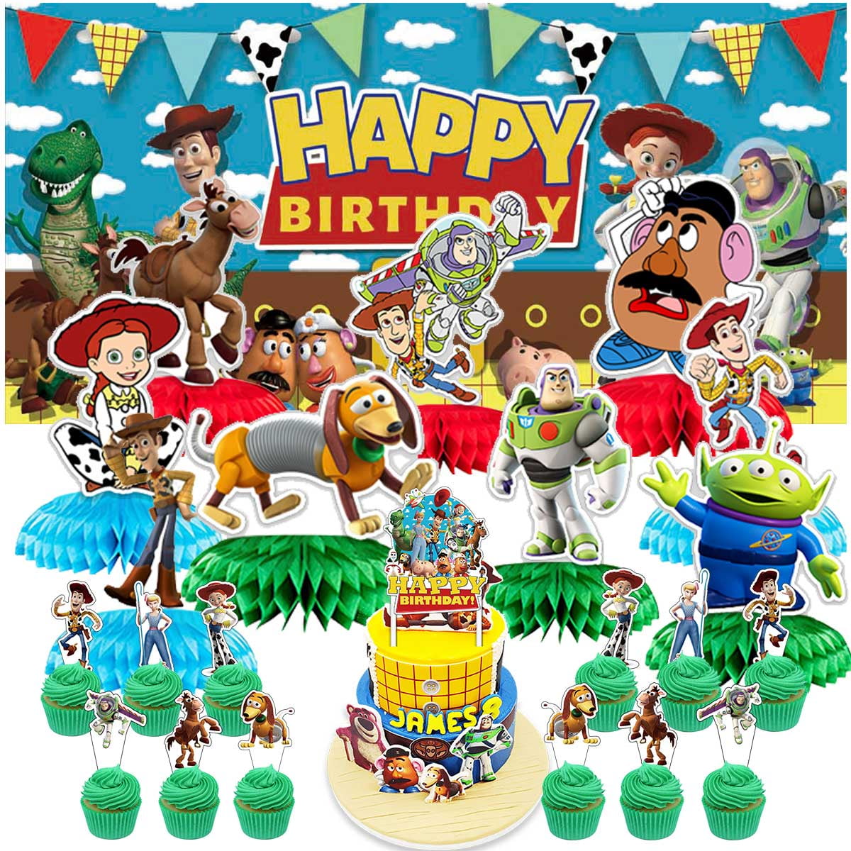 Toy Story Honeycomb Centerpieces Table Toppers Backdrop Decorations for ...