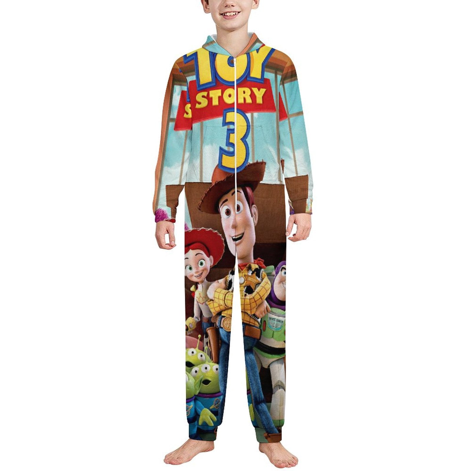 Toy Story Kids Pajamas One Piece Hooded Union Suit Onesie PJs Sleepwear ...
