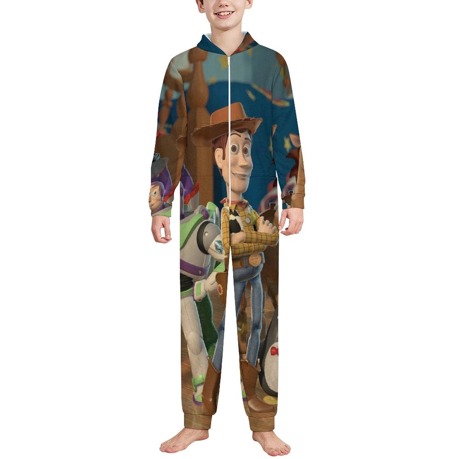 Toy Story Kids Pajamas One Piece Hooded Union Suit Onesie PJs Sleepwear ...
