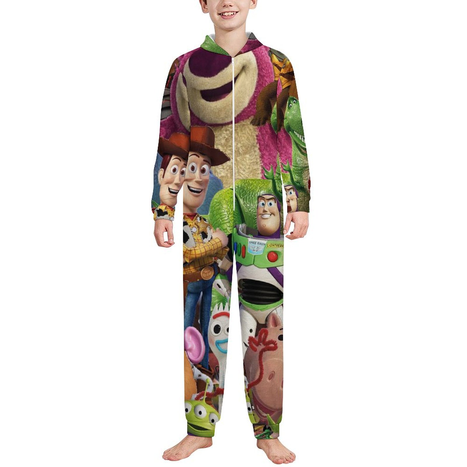 Toy Story Kids Pajamas One Piece Hooded Union Suit Onesie PJs Sleepwear ...