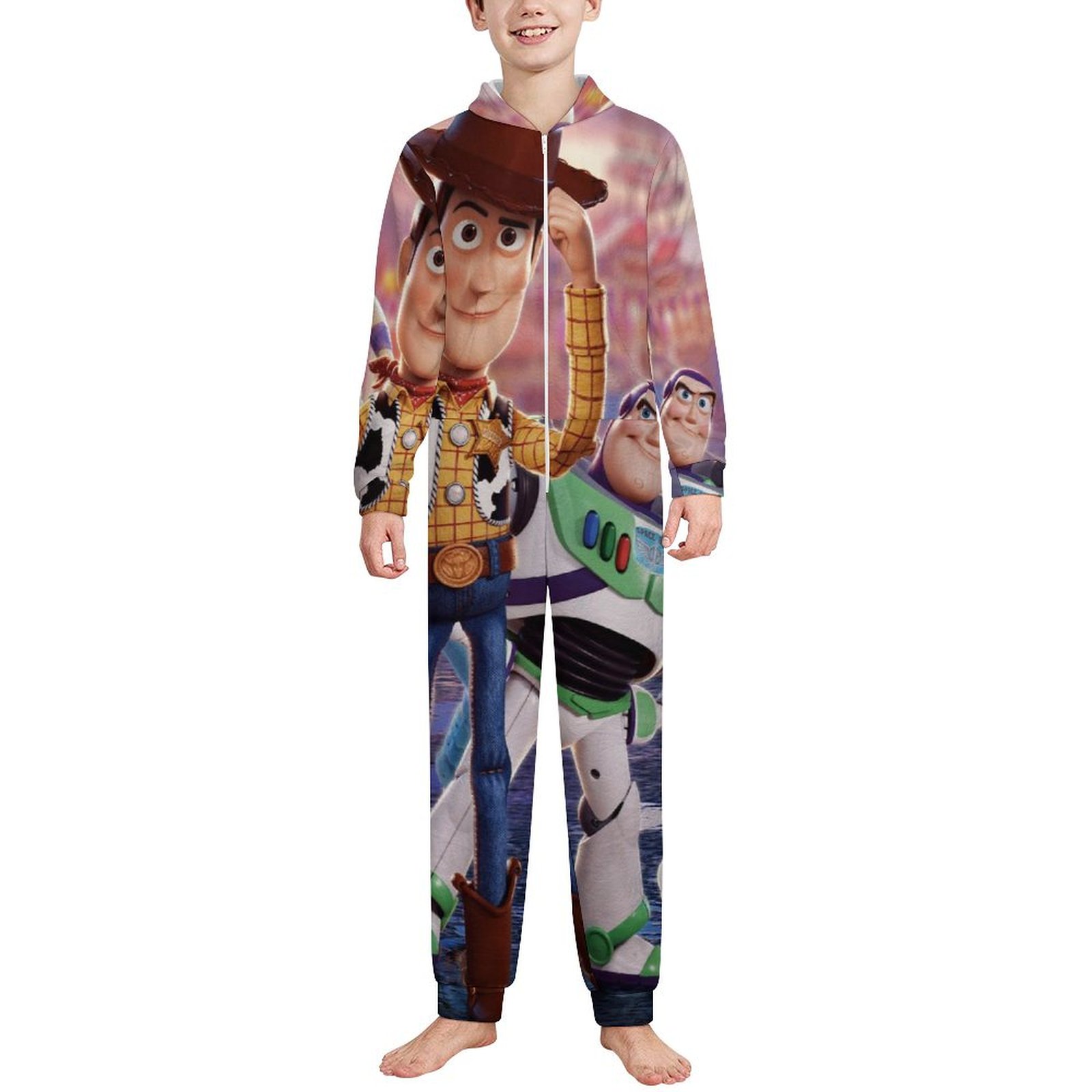 Toy Story Kids Pajamas One Piece Hooded Union Suit Onesie PJs Sleepwear ...