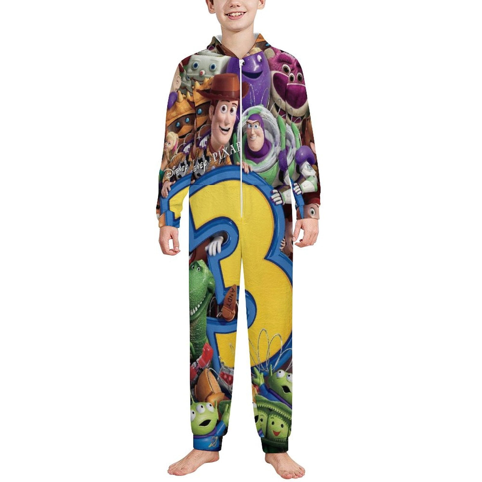 Toy Story Kids Pajamas One Piece Hooded Union Suit Onesie PJs Sleepwear ...