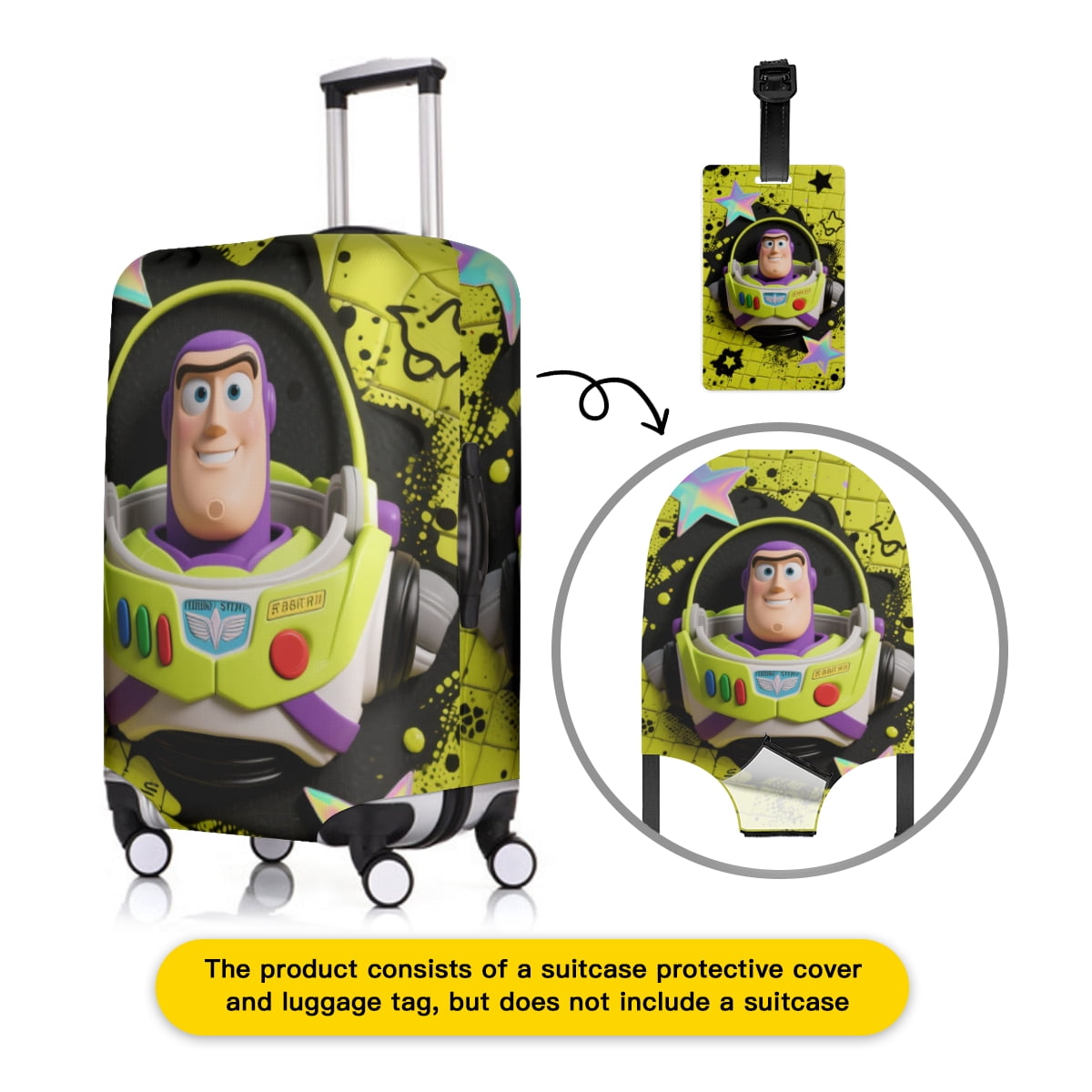 Toy Story Luggage Cover, Hard Shell Suitcase Cover with Luggage Tag ...