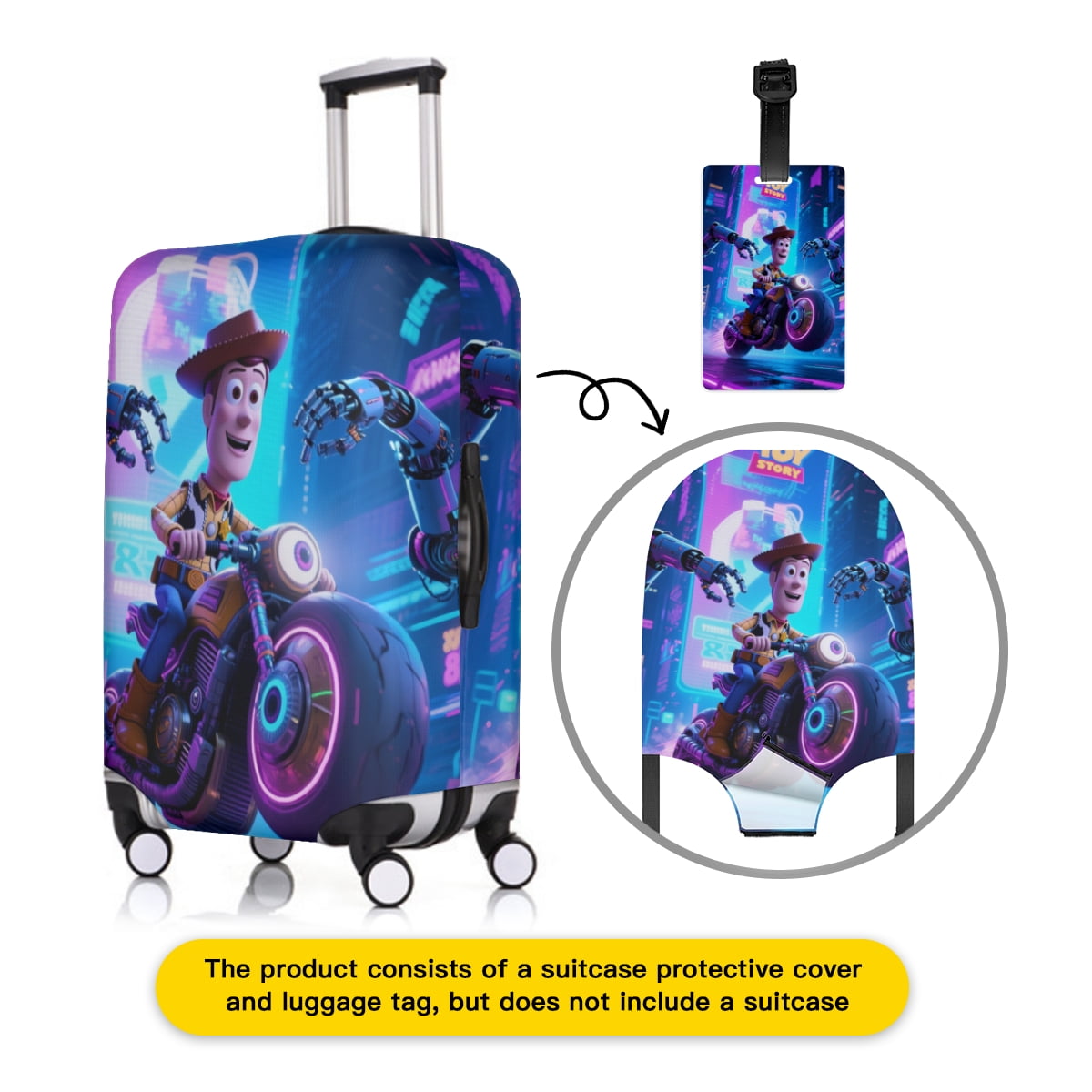 Toy Story Luggage Cover, Hard Shell Suitcase Cover with Luggage Tag ...