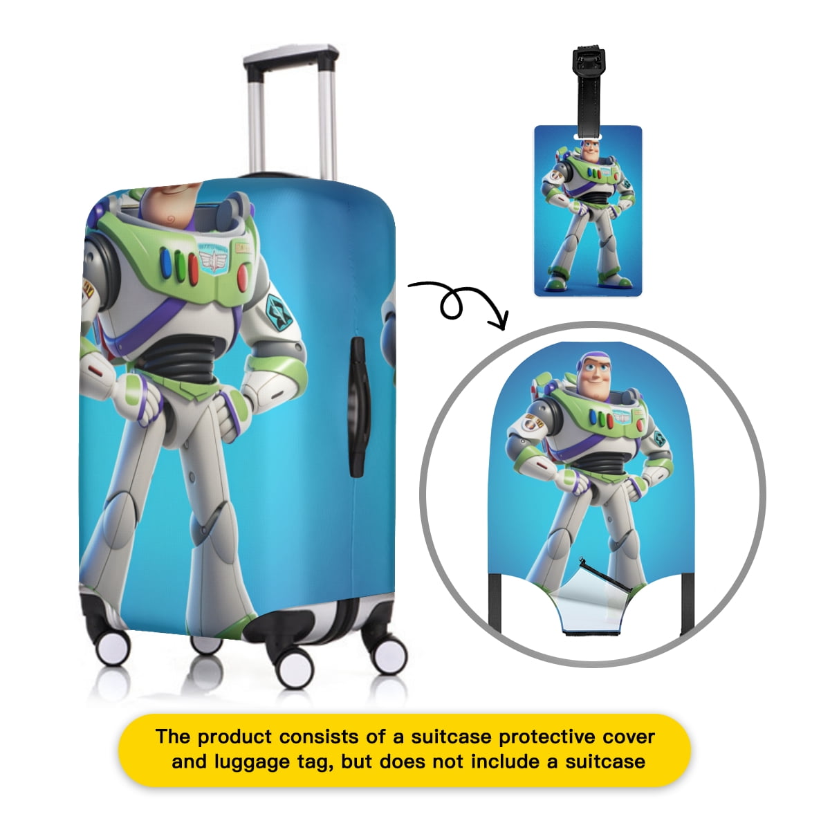 Toy Story Luggage Cover, Hard Shell Suitcase Cover with Luggage Tag ...