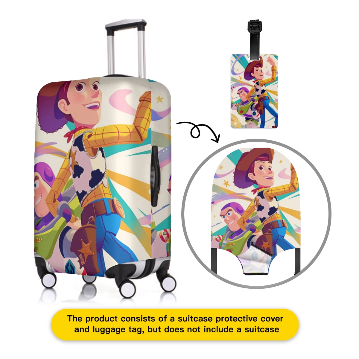 Toy Story Luggage Cover, Hard Shell Suitcase Cover with Luggage Tag ...
