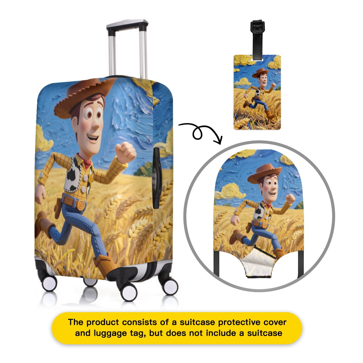 Toy Story Luggage Cover, Hard Shell Suitcase Cover with Luggage Tag ...