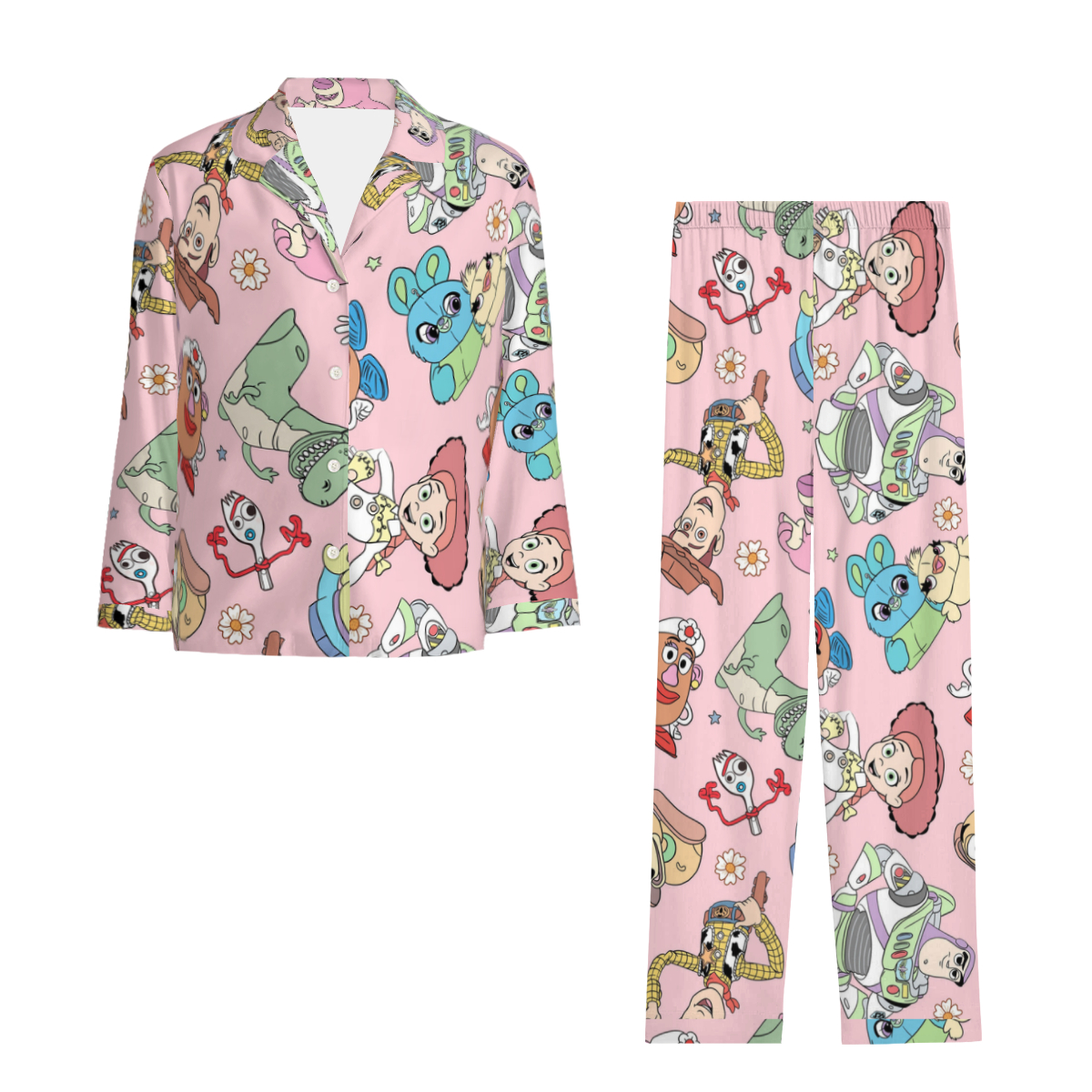 Toy Story Pajamas Children Long Sleeve Button Pajamas Sleepwear Soft ...