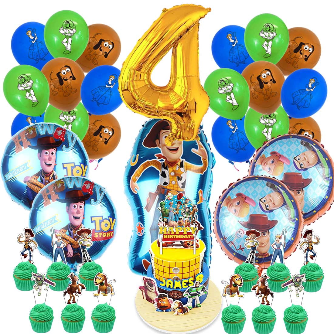 Toy Story Party Supplies 4th Decor Kit Balloons Birthday Cake Topper ...