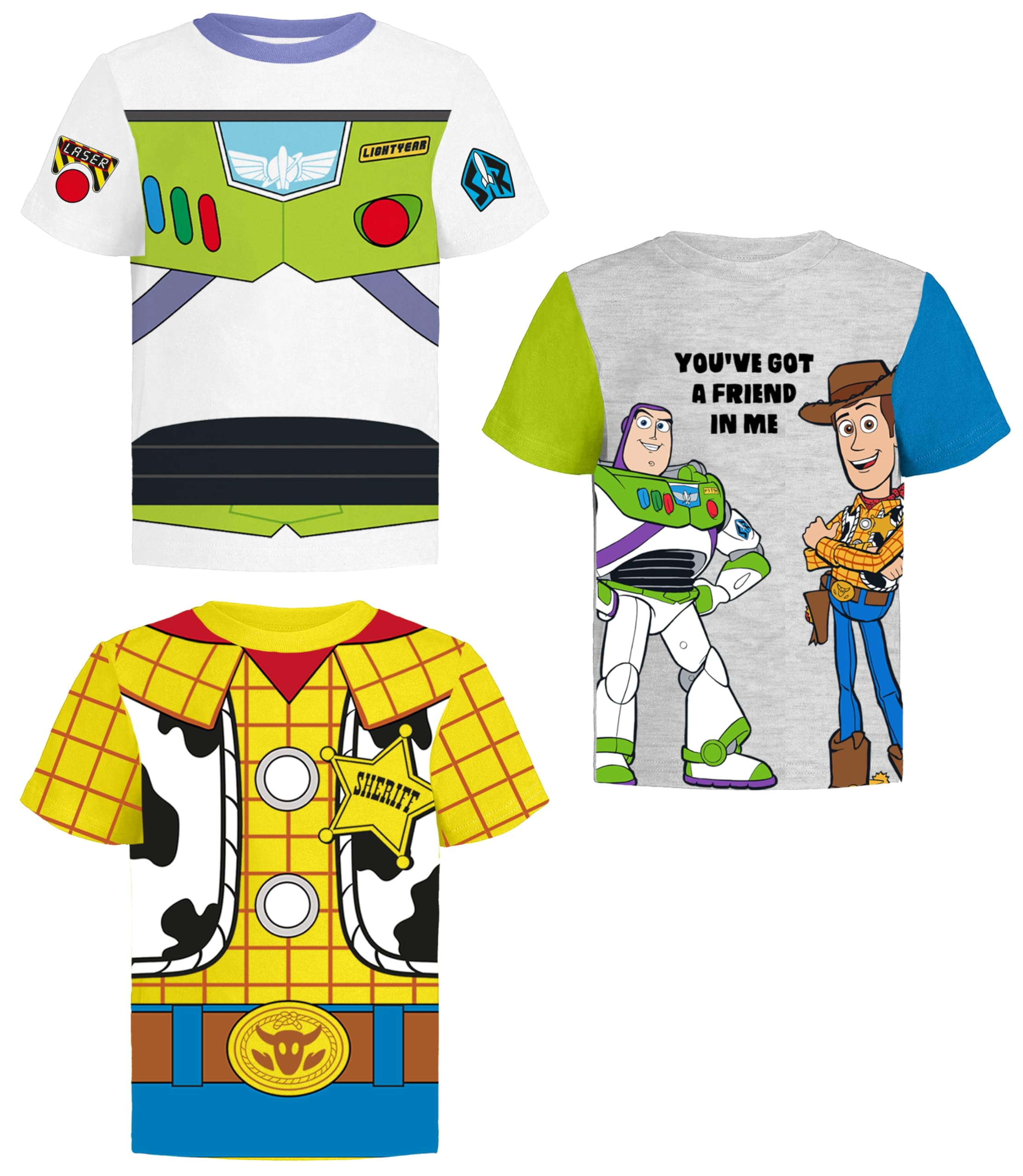 Toy Story Pixar T-Shirts (3 Pack) Woody Buzz Lightyear Rex - Toddlers ...