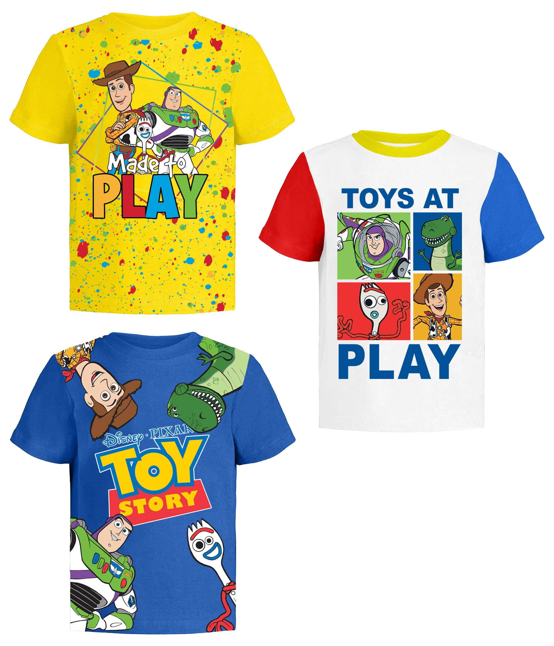 Toy Story Pixar T-Shirts (3 Pack) Woody Buzz Lightyear Rex - Toddlers ...