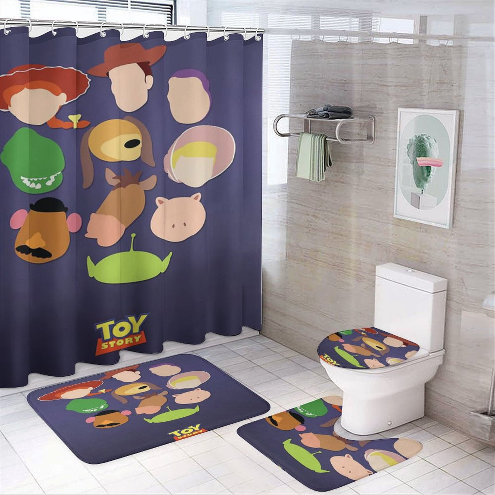 Toy Story Shower Curtain Sets Cartoon Anime for Boys Grils Gift Toy ...