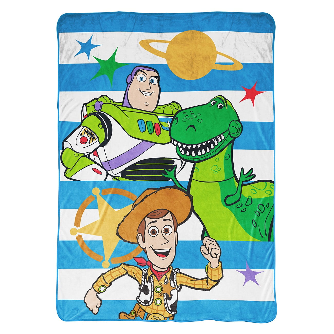 Toy Story Stripes with Woody, Buzz Lightyear, and Rex Kids Blanket, 62 ...