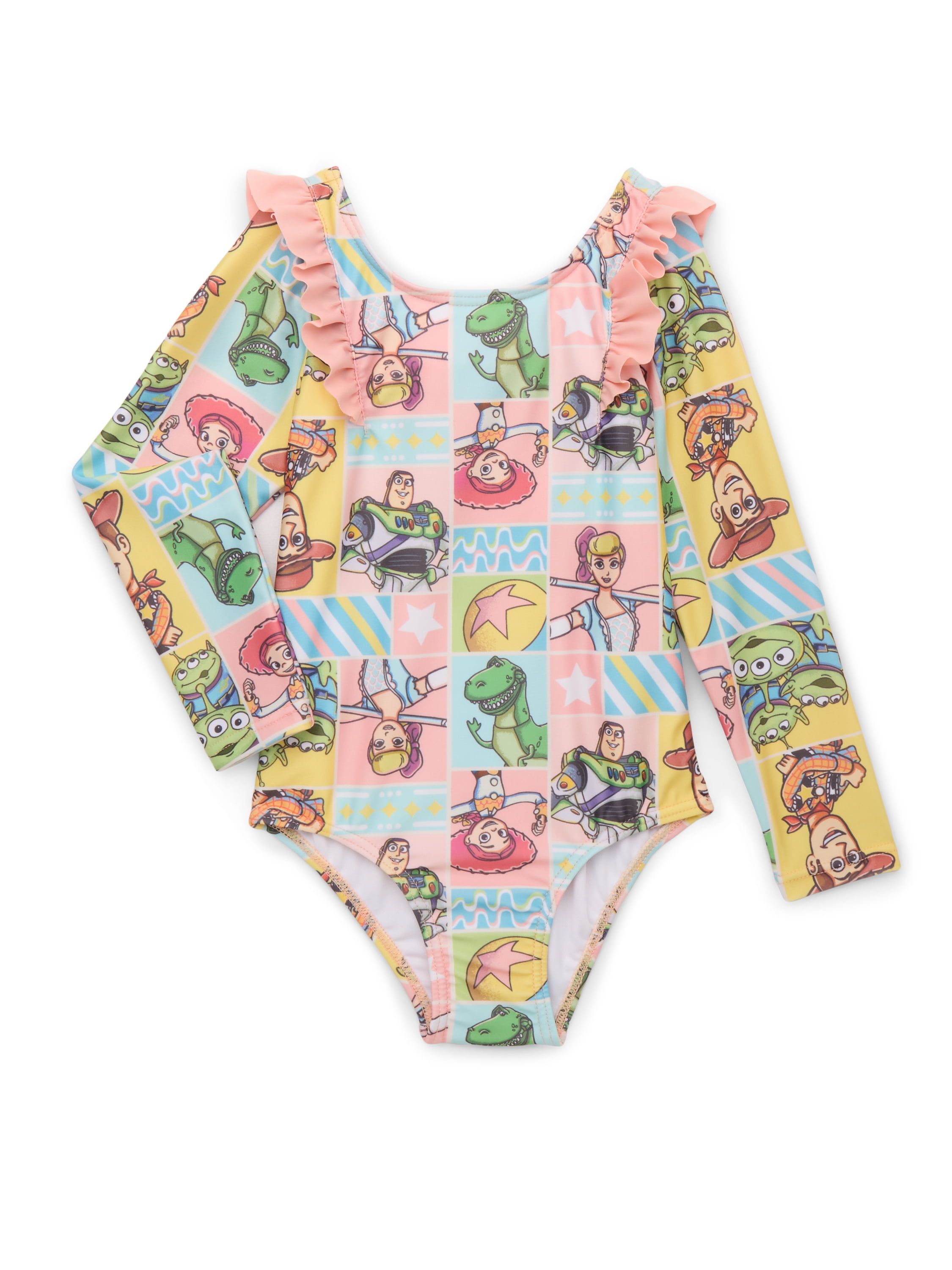 Character Toddler Girl Long- Sleeve Ruffle One- Piece Swimsuit, Sizes ...