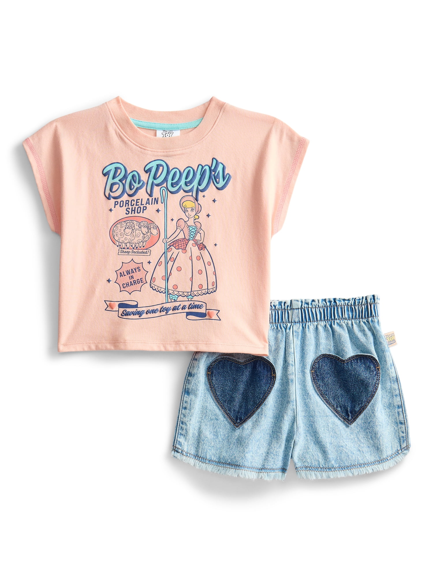 Toy Story Toddler Girls Graphic Tee and Denim Shorts Set, 2-Piece ...