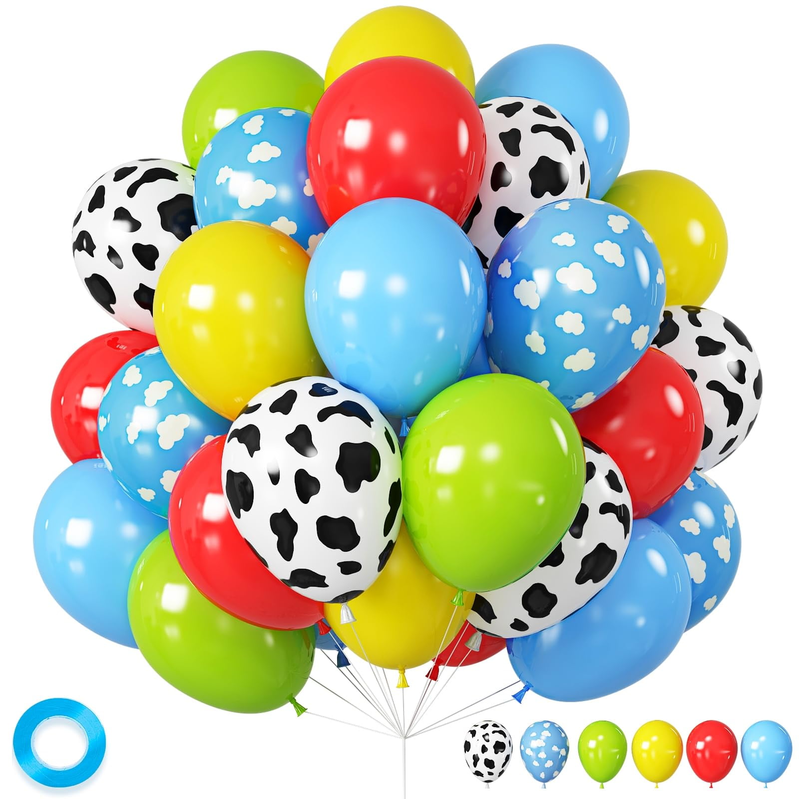 Toy Style Story Balloons, MMF7 12 Inch Red Yellow balloons With Cow ...