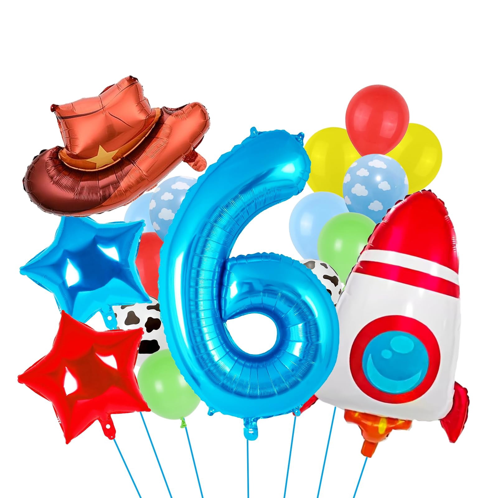 Toy Themed Balloons, Blue YPF5 6 Balloon Number, Red Blue Yellow ...