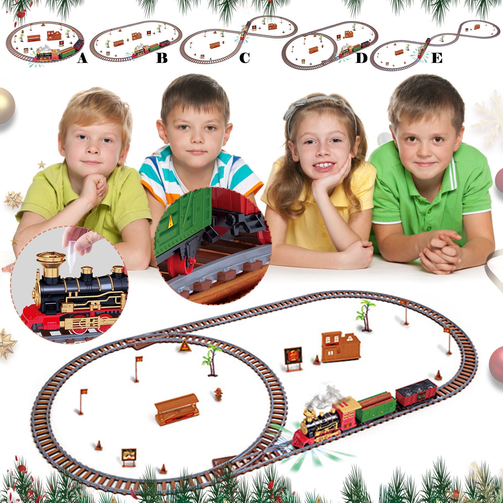 Toy Train Set With Lights And Sounds Steam Christmas Train Set Railway ...