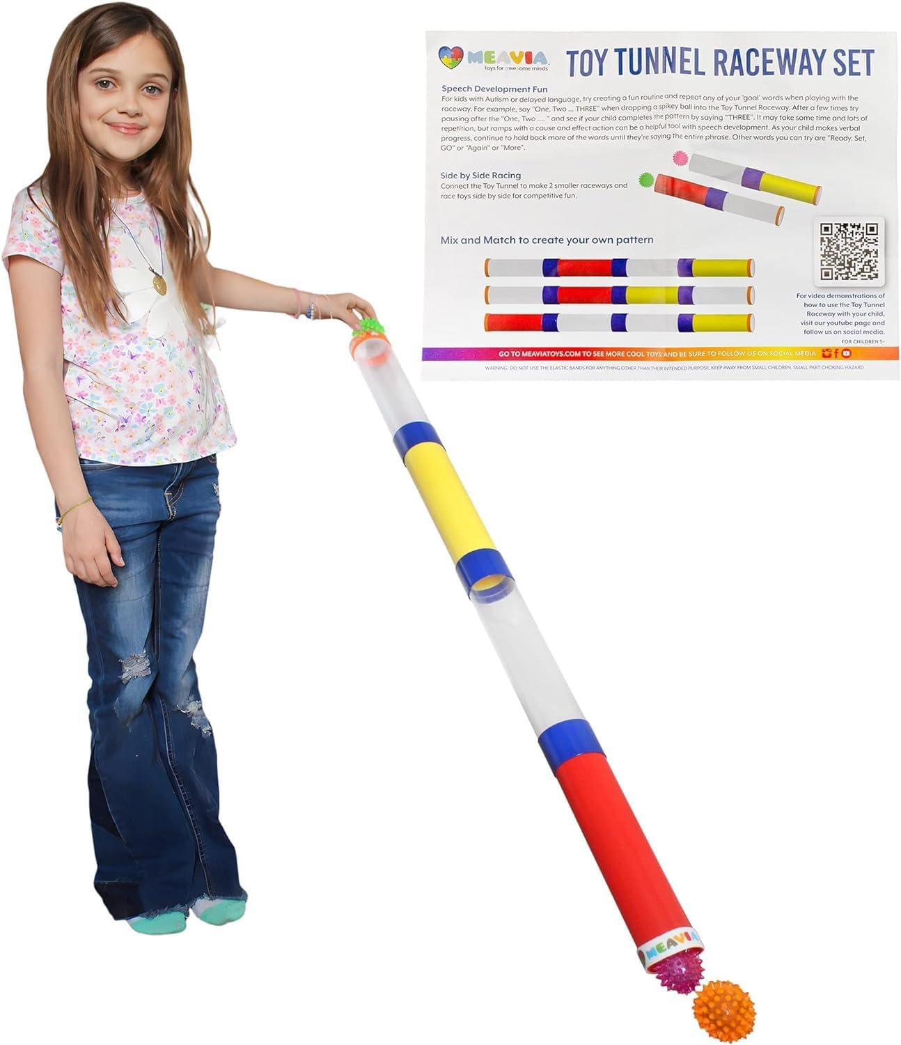 Toy Tunnel Ball Drop Race Track Set (7-Piece Set); Toy Car/Ball Ramp ...