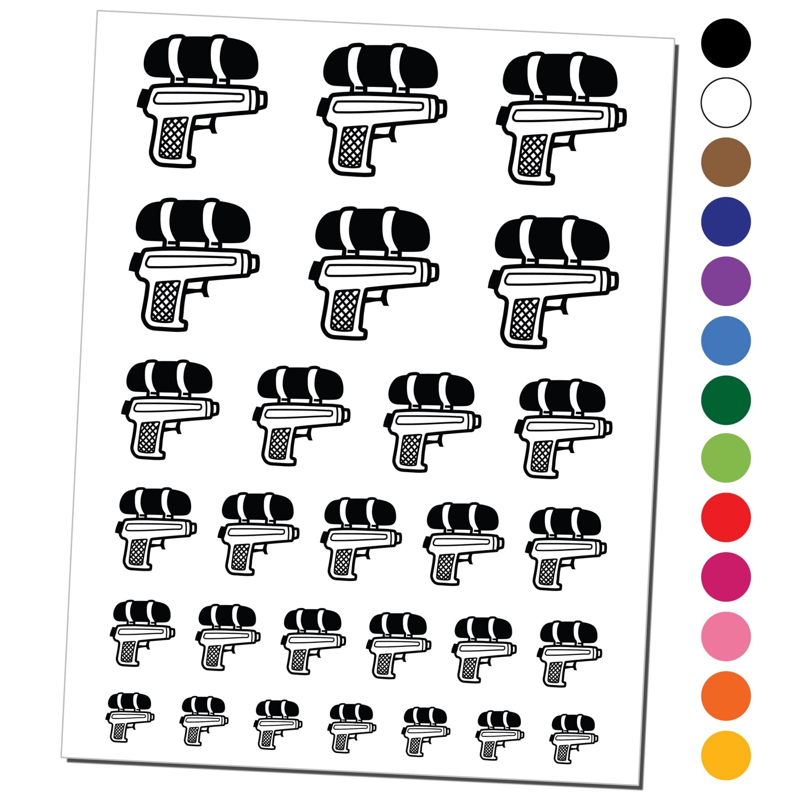 Toy Water Gun Pistol Water Resistant Temporary Tattoo Set Fake Body Art ...