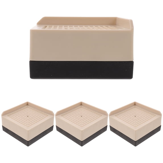ToyKAKA Beige Plastic Soft Rubber Bed Risers for Home Use Adds Height ...