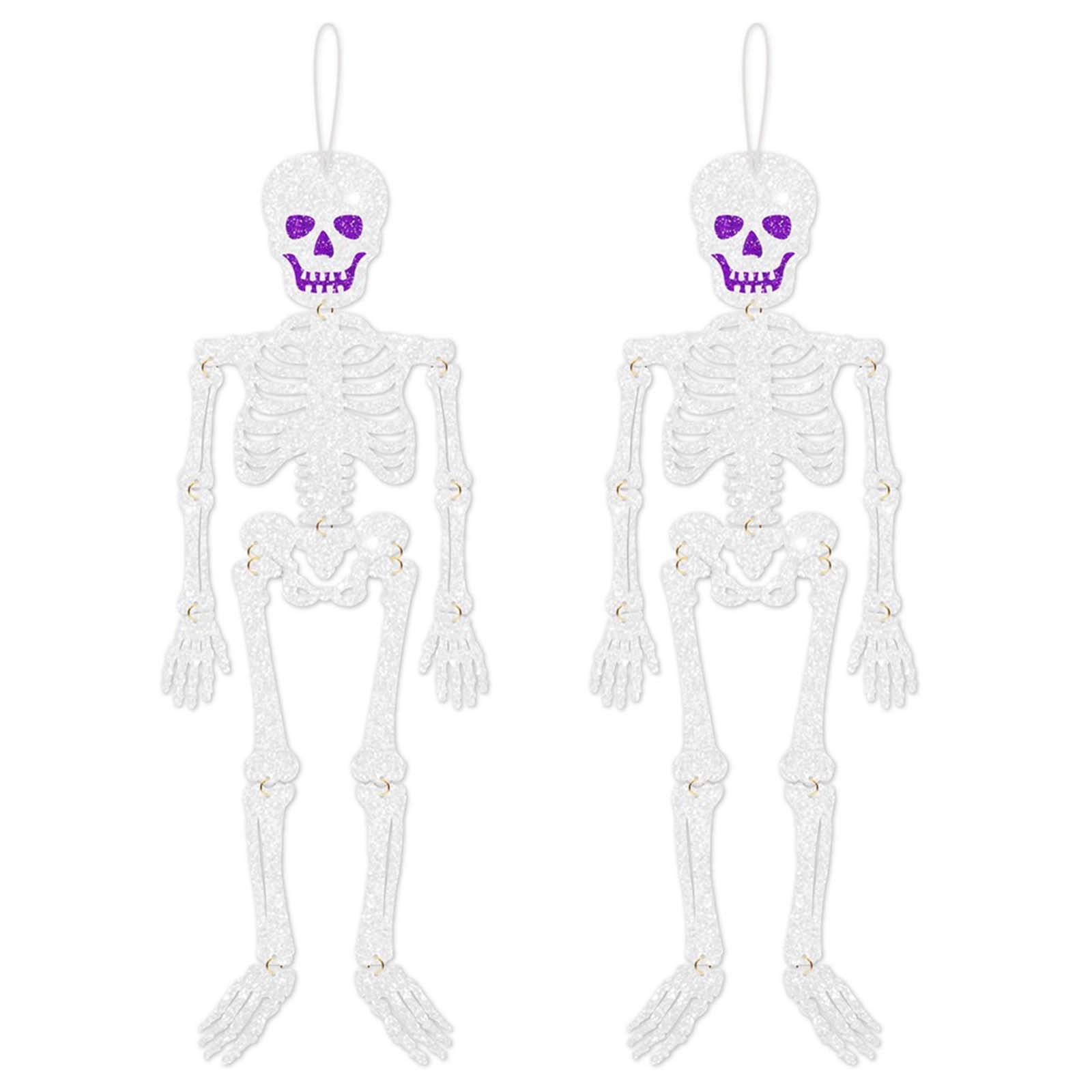 ToyKingdee 2 Pcs Halloween Skeleton Decorations Glitter Paper Hanging ...