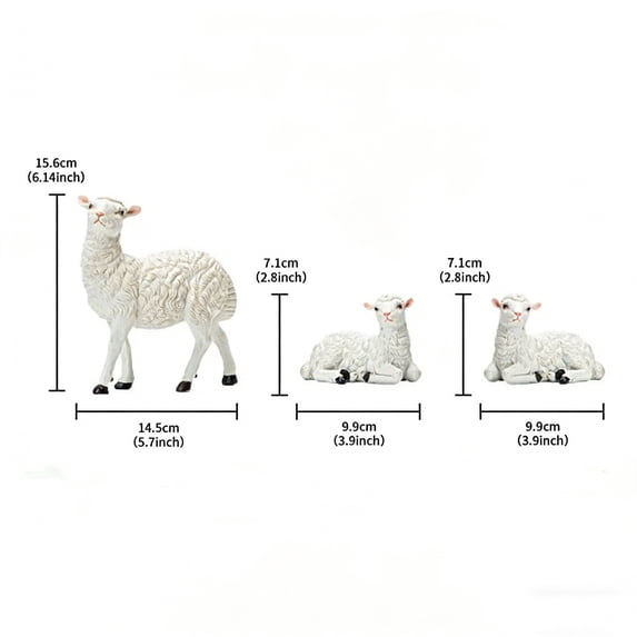 ToyKingdee Adorable Easter Resin Lamb Figurine Set, Hand-Painted Wool ...
