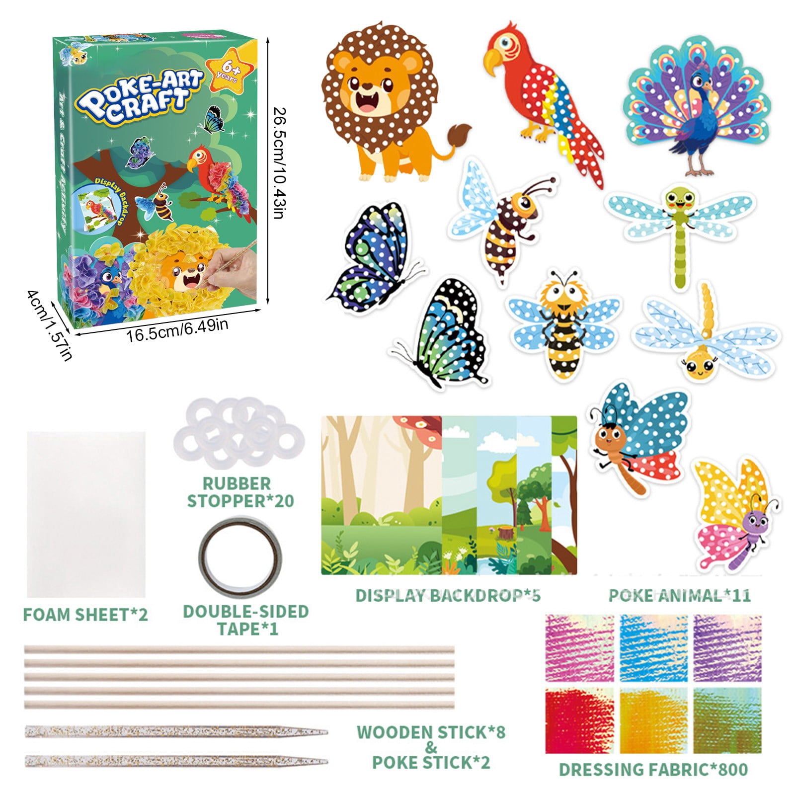 ToyKingdee Animal Poke Art Kit, Mess-Free Craft Toys, DIY No-Sew Jungle ...