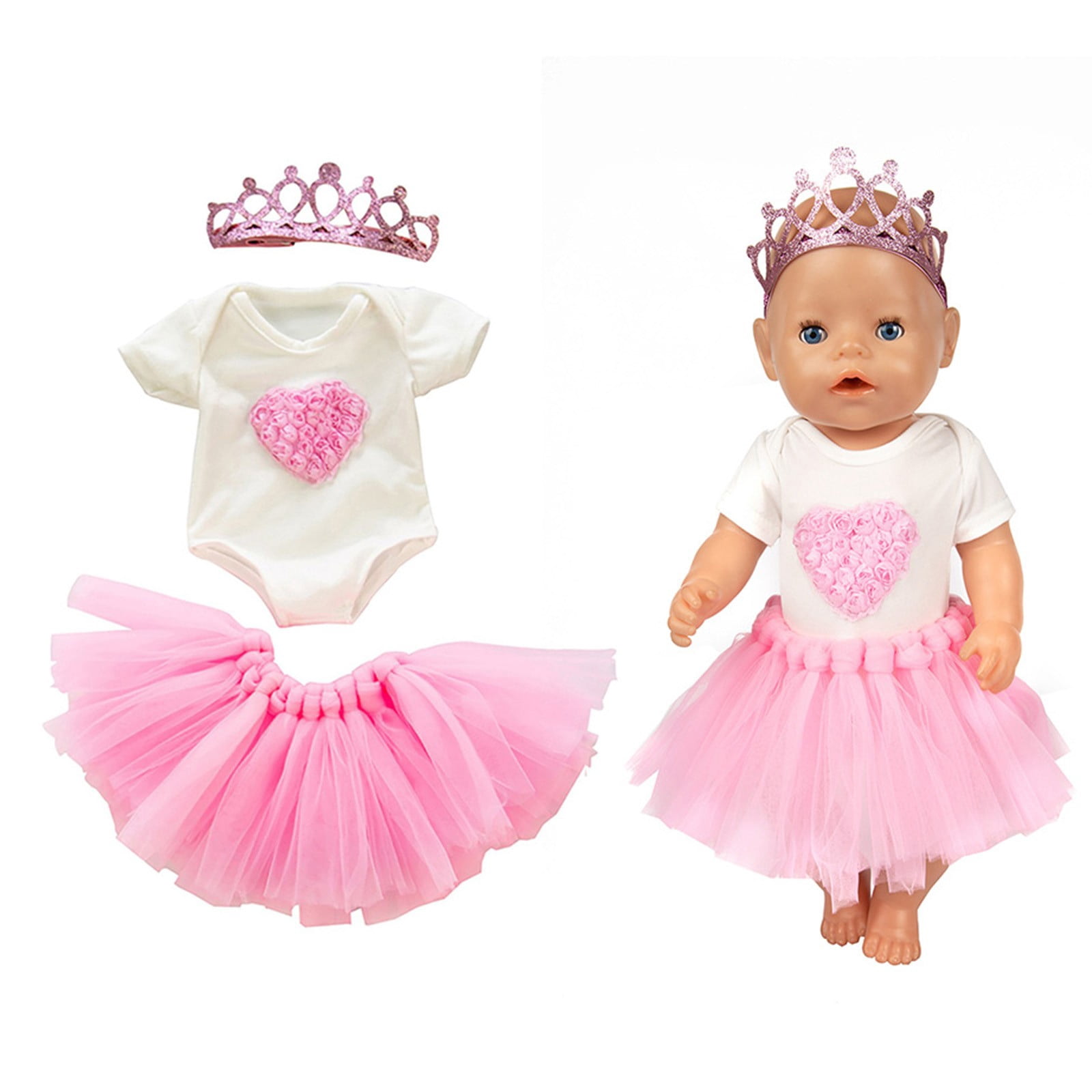 ToyKingdee Baby Doll Clothes Set for 12-16 Inch Babydolls Girls, Heart ...