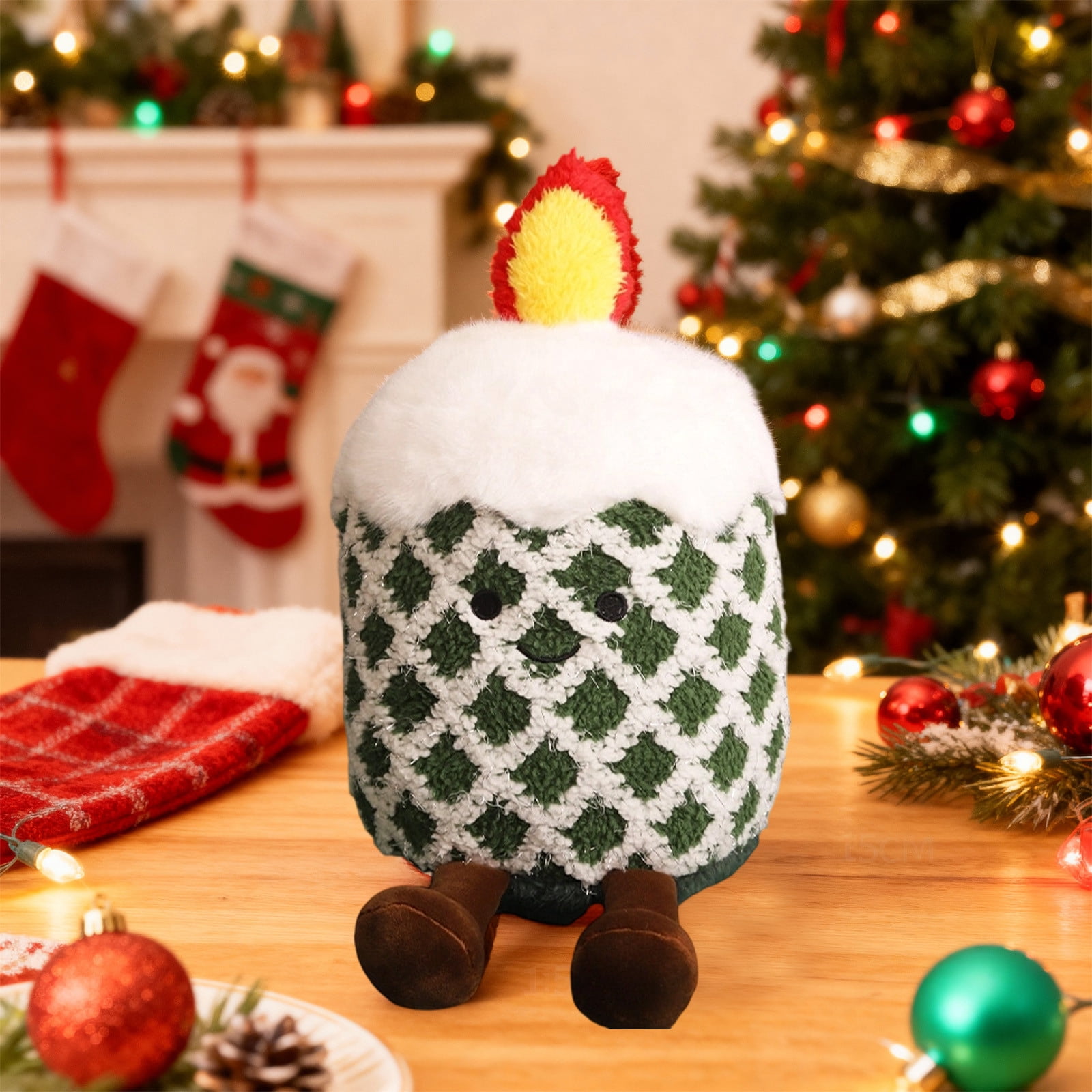 ToyKingdee Christmas Candle Plush Toy ，Cute Smile Candle Pillow Stuffed ...