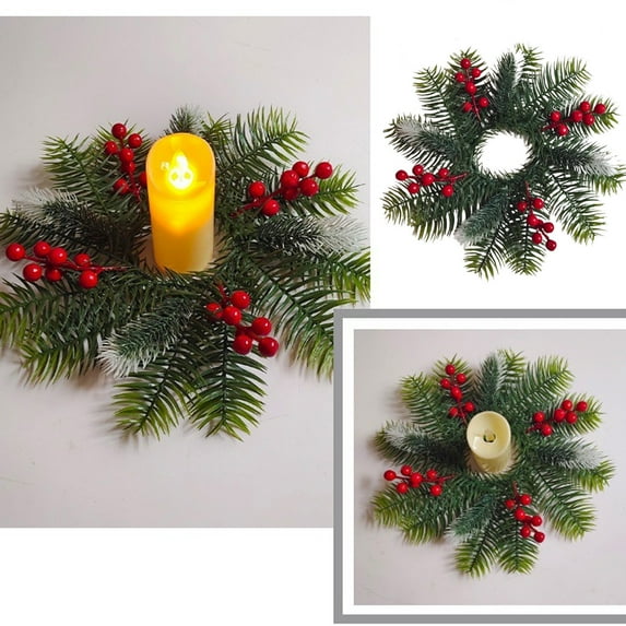 ToyKingdee Christmas Candle Rings Wreaths Christmas Decorations Flower ...