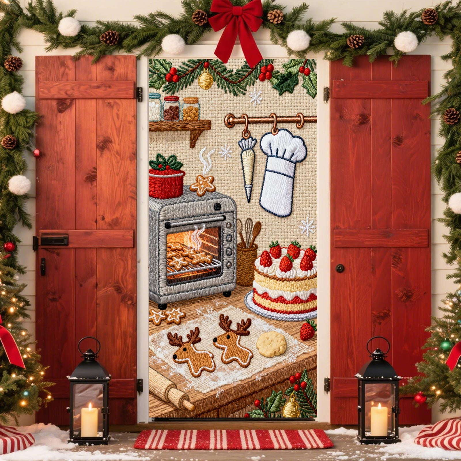 ToyKingdee Christmas Door Cover Background Banner Cross Xmas Christ ...
