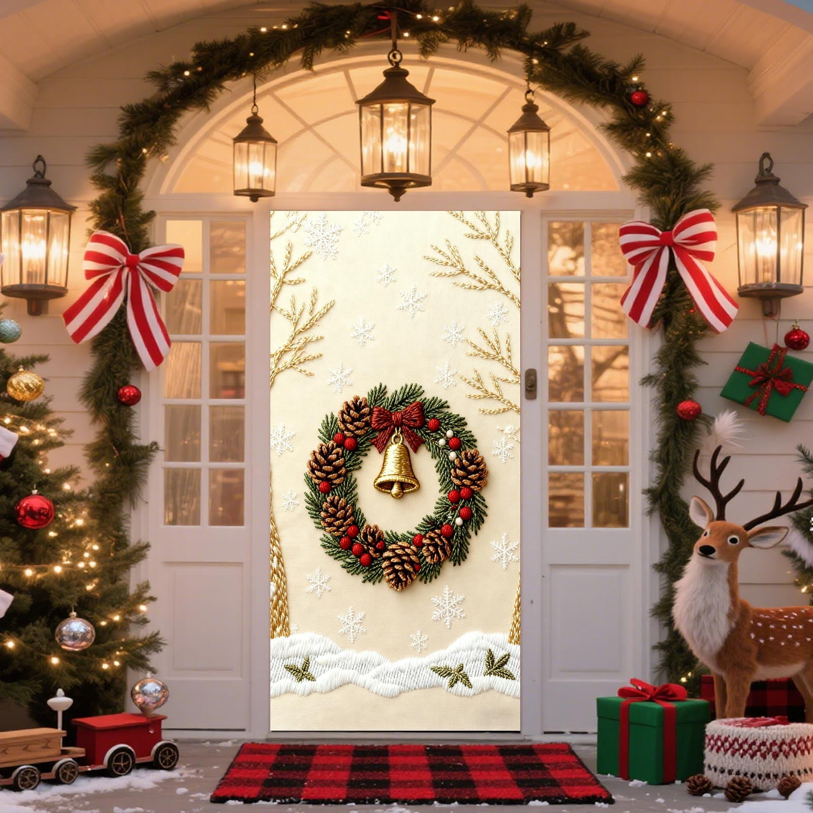 ToyKingdee Christmas Gingerbread Door Cover Window Banner Front Door ...
