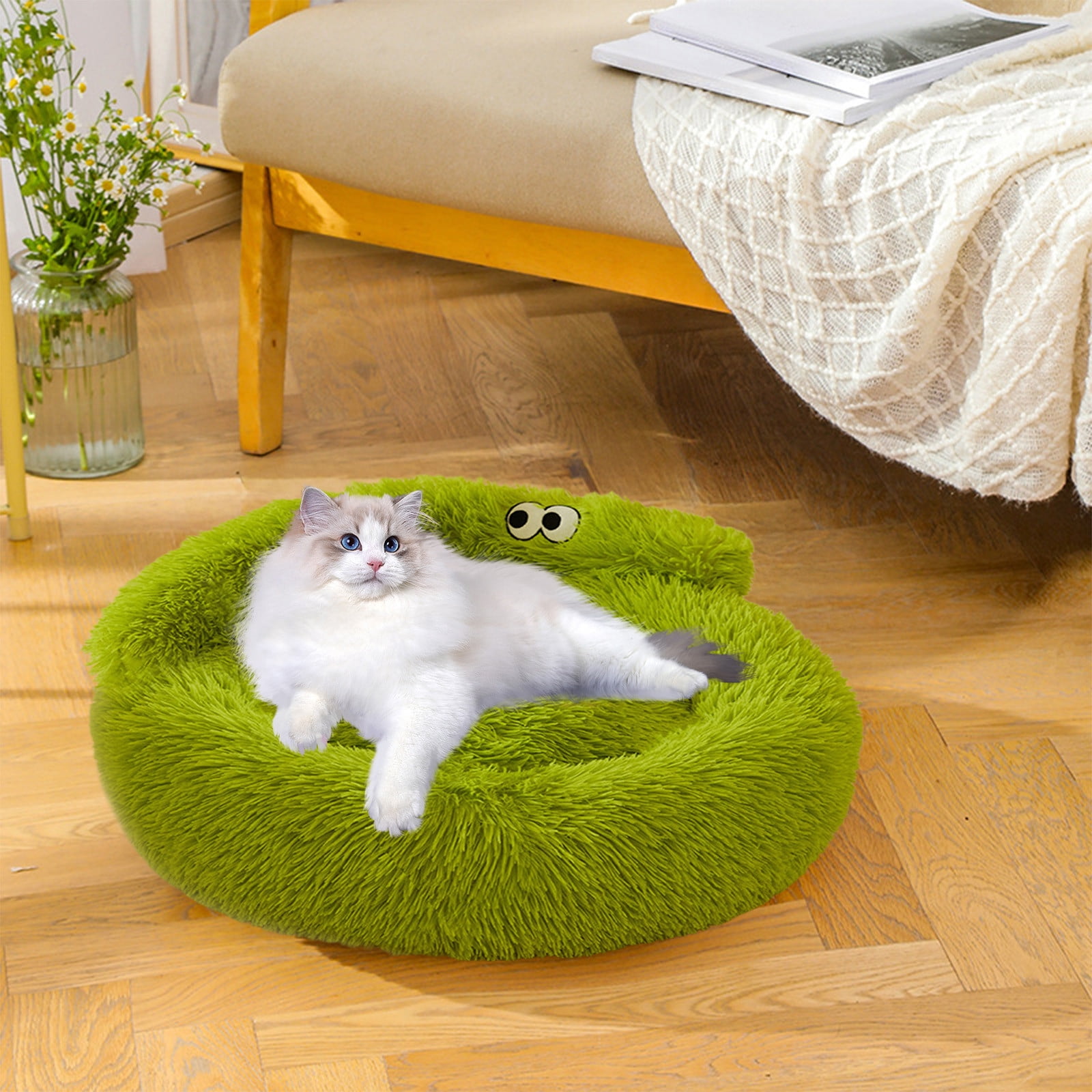 ToyKingdee Cute Calming Dog and Cat Bed, Anti-Anxiety Donut for Small ...