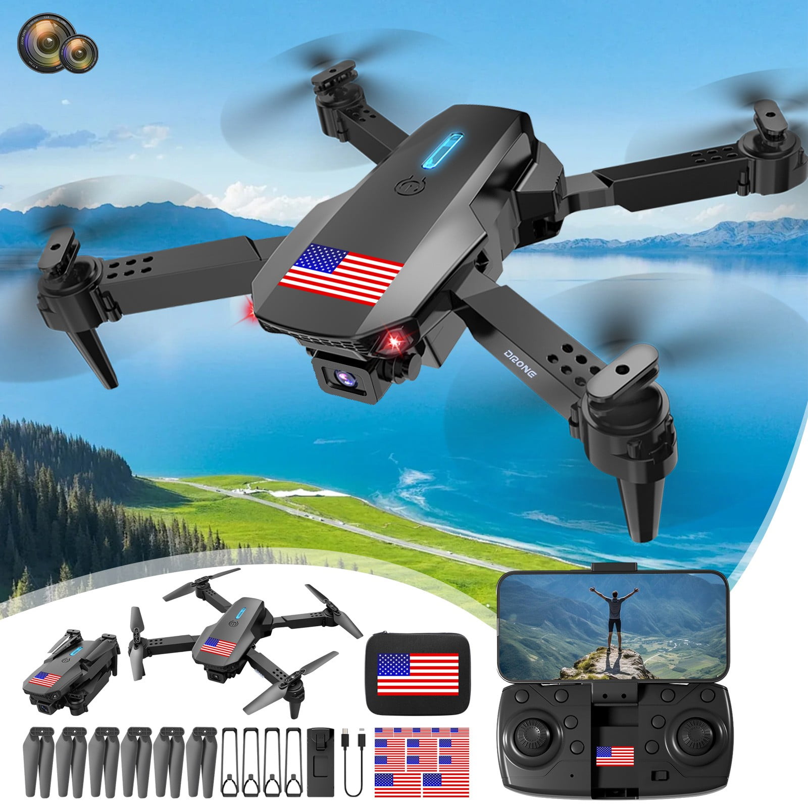 ToyKingdee Drone with 1080P Camera, Foldable Mini Drone for Kids Boys ...