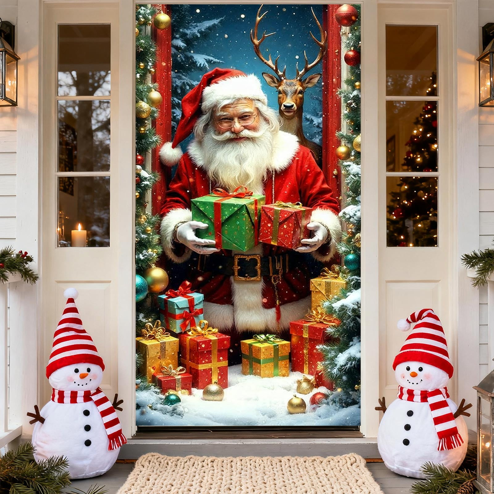ToyKingdee Elastic Christmas Front Door Cover, Holiday Door Banner for ...