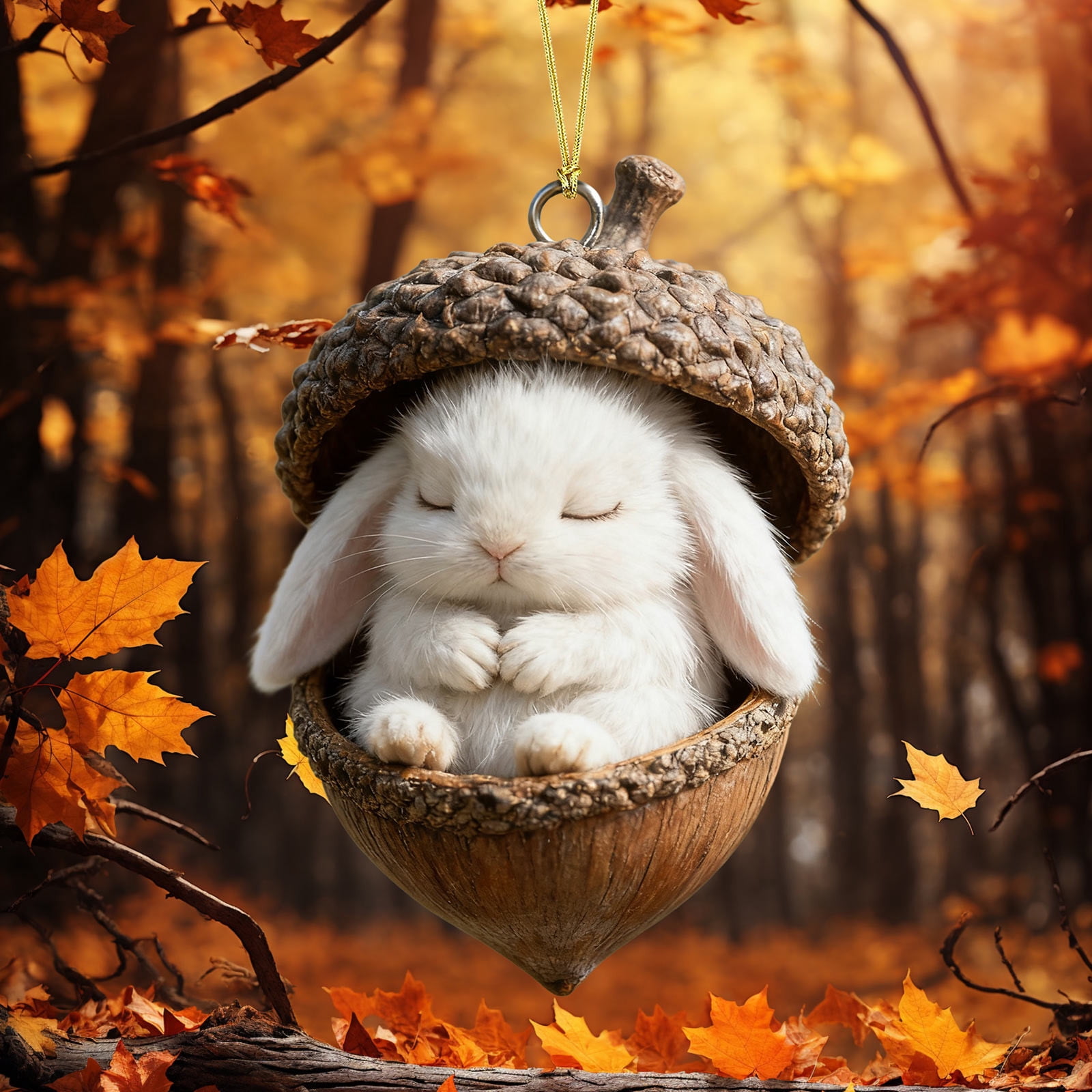 ToyKingdee Forest Animal Acorn Ornaments, Cozy Forest Animal in Pine ...