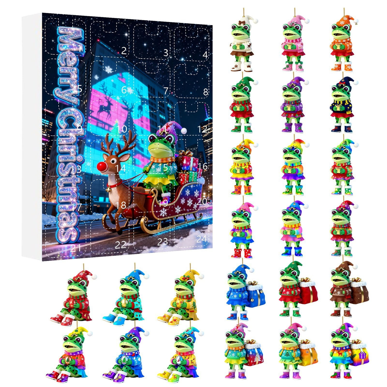 ToyKingdee Frog Advent Calendars, 24 Day Frog Ornaments Christmas ...