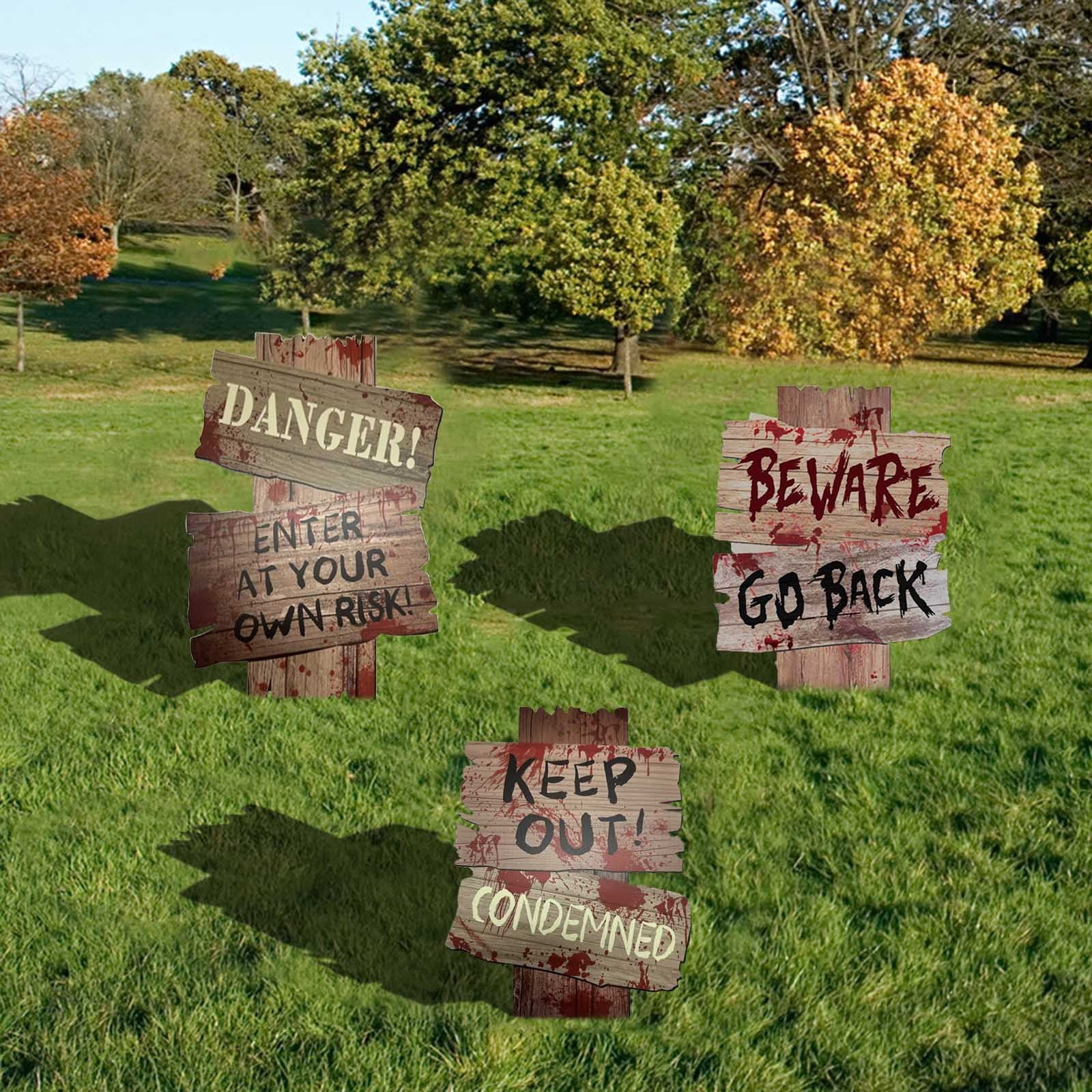 ToyKingdee Halloween Decorations Outdoor Beware Yard Signs, Scary ...